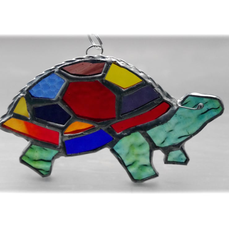 Suncatcher Stained Glass Tortoise Handmade Rain... - Folksy