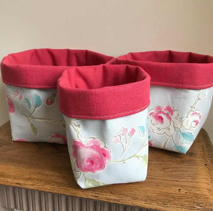 3 nesting fabric storage baskets - Folksy