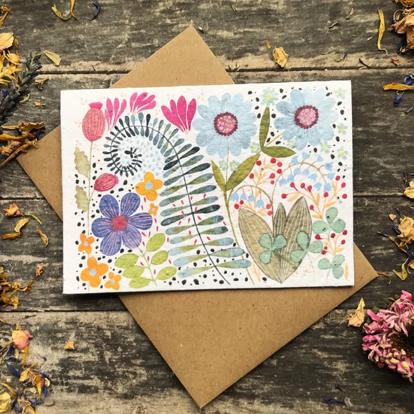 Plantable Seed Paper Birthday Card, Floral Note... - Folksy