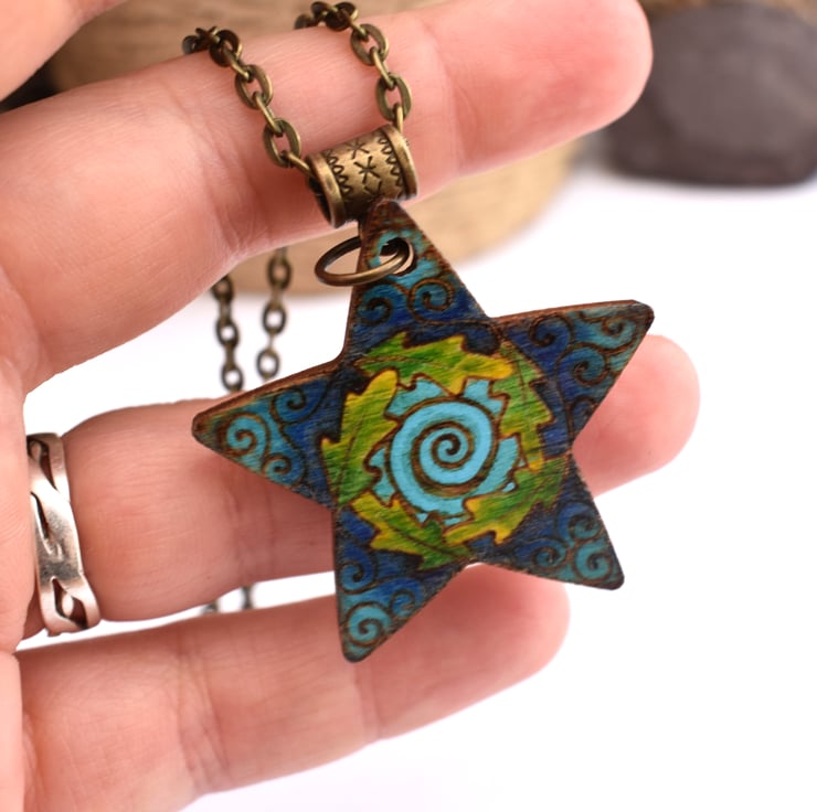 Into the Blue, Hand Burned and Coloured Pyrogra... - Folksy