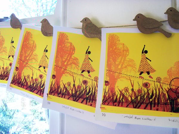 Tight Rope Walker II, Hand Pulled Screen Print - Folksy