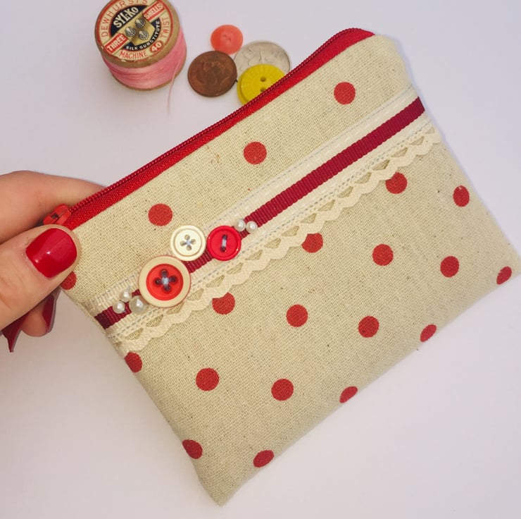 Polka Dot Coin Purse - Folksy
