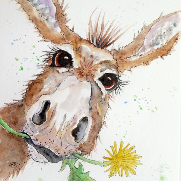 - SOLD - Donkey Flower Power. Donkey with a Flo... - Folksy
