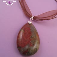 Red Brown Jasper Pendant Necklace, Red Brown Ja... - Folksy