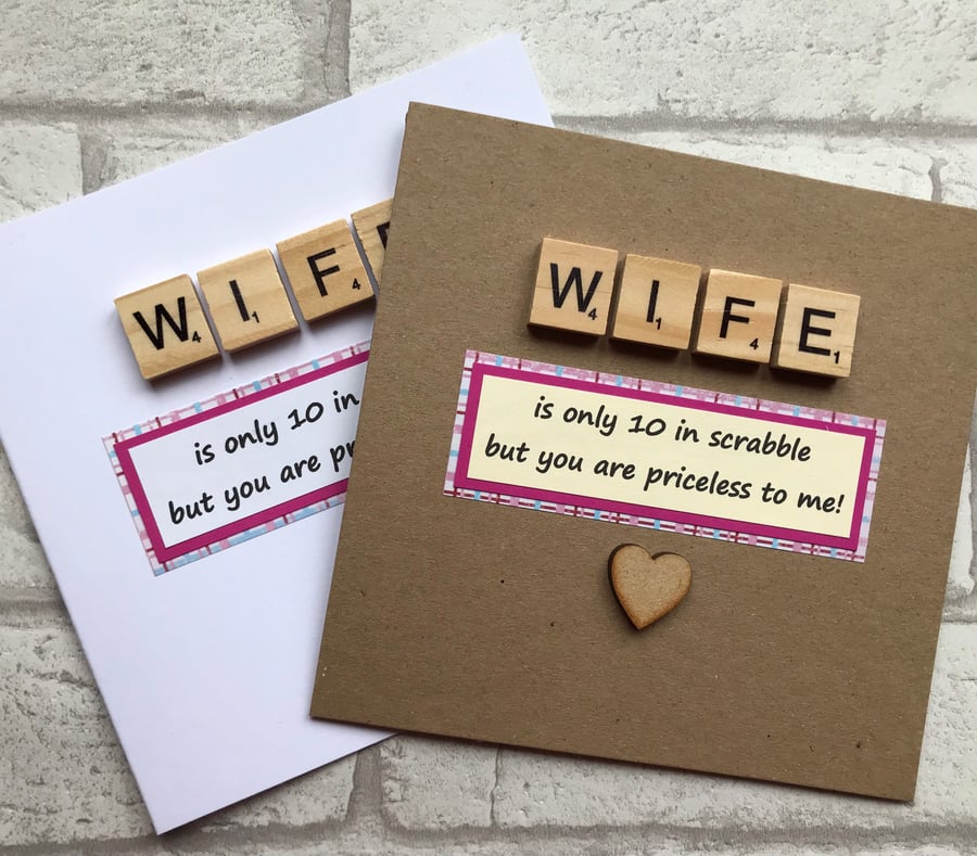 Handmade card Wife card Happy Birthday Wife Car... - Folksy