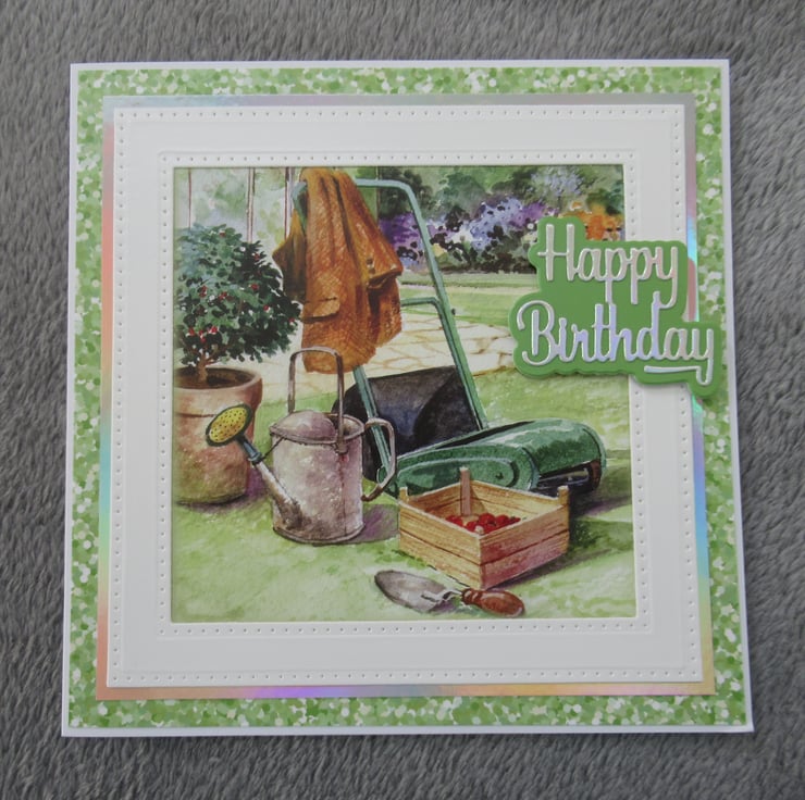 Gardening Time - Square Birthday Card - Folksy