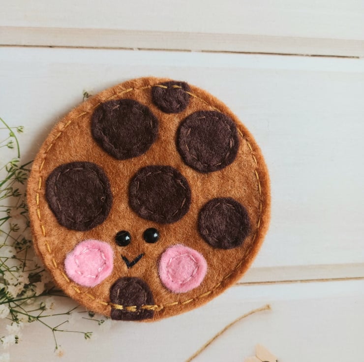 'Choc chip cookie' wool blend felt bookmark,lov... - Folksy