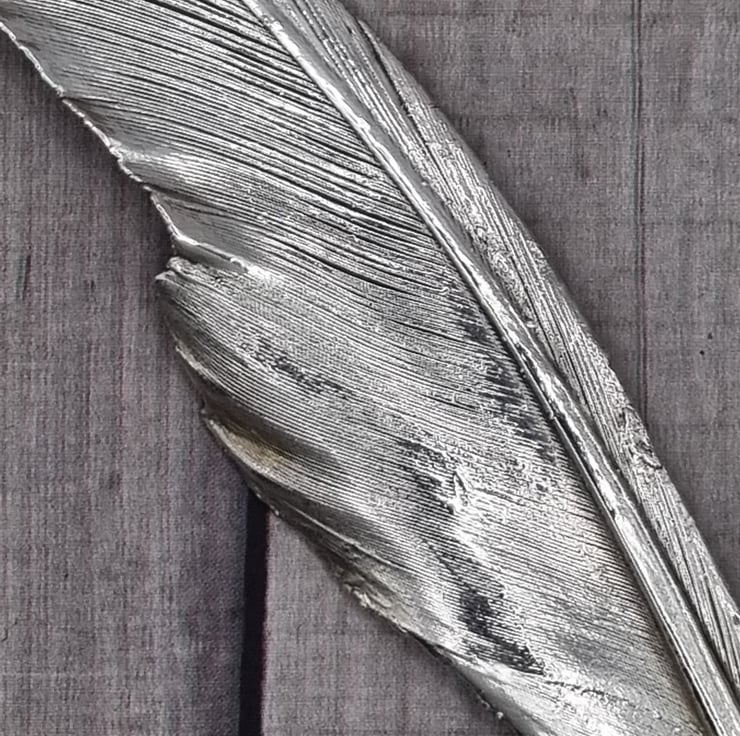 Real feather preserved in silver, beautiful orn... - Folksy