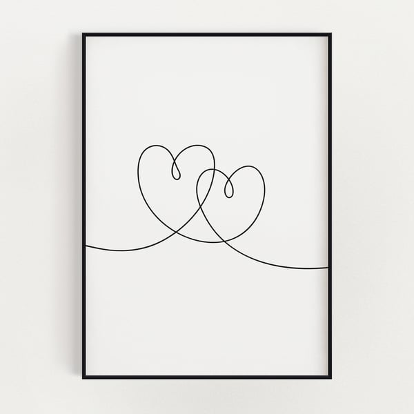 LINE ART DRAWING, Heart Line Drawing Print, Abs... - Folksy