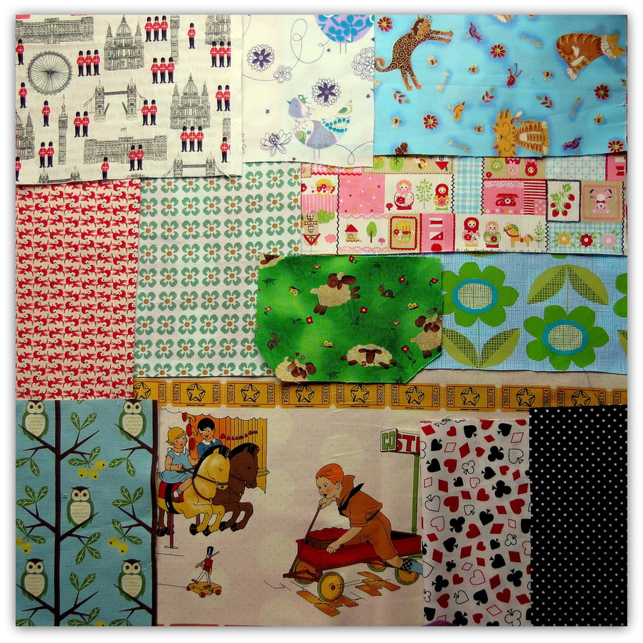 Fabric destash! A bundle of twelve fabric piec... - Folksy