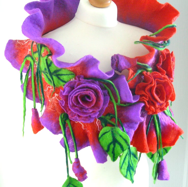 Hand Felted ART scarf -100% WOOL MERINO-MIDHI... - Folksy