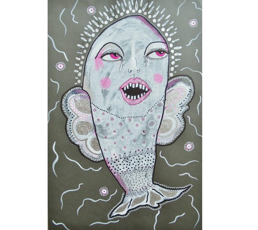 Fish Painting Marine Art Whimsical Sea Creature... - Folksy