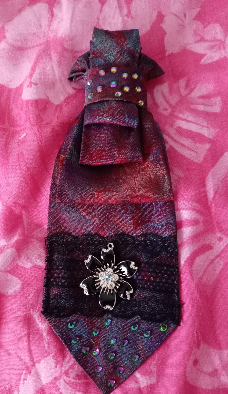 Red Multi Feminine Boho Style Necktie Statement... - Folksy
