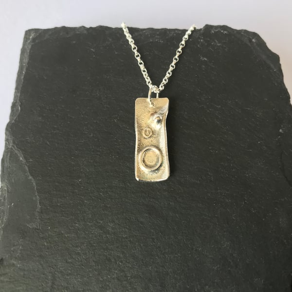 Unique reticulated rectangular silver pendant - Folksy