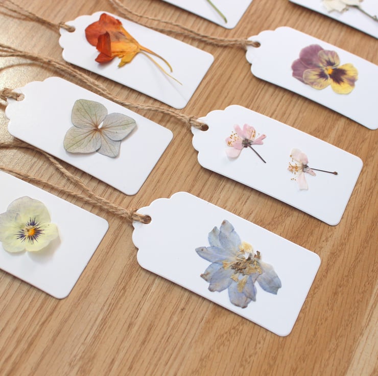 Botanical Gift Tags Real Pressed Flowers Weddin... - Folksy