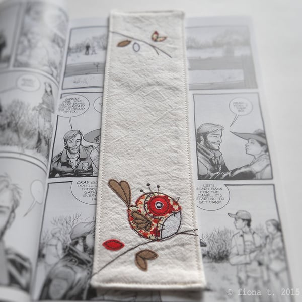 freemotion embroidered zombie robin bookmark - Folksy