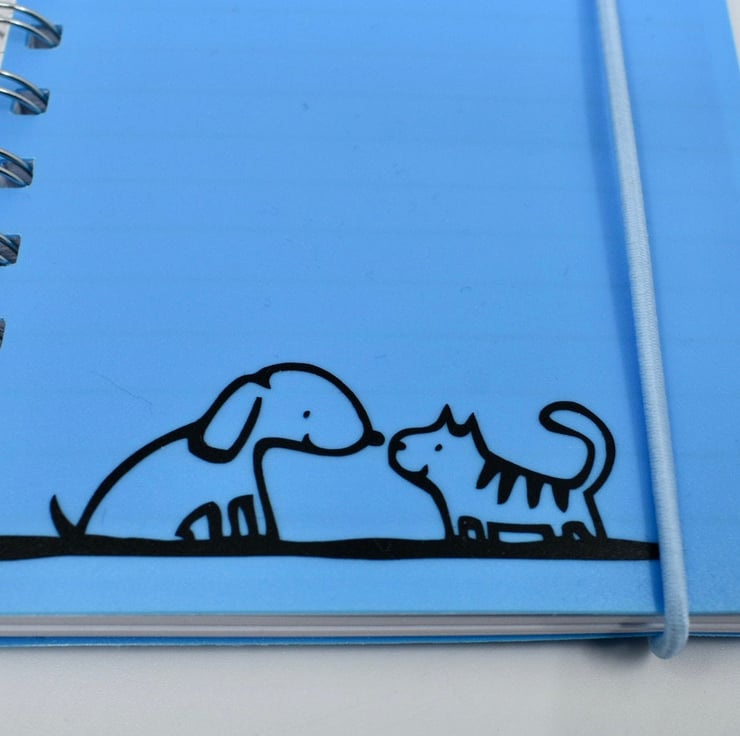 A6 Notebook - cat and dog - customise - your na... - Folksy