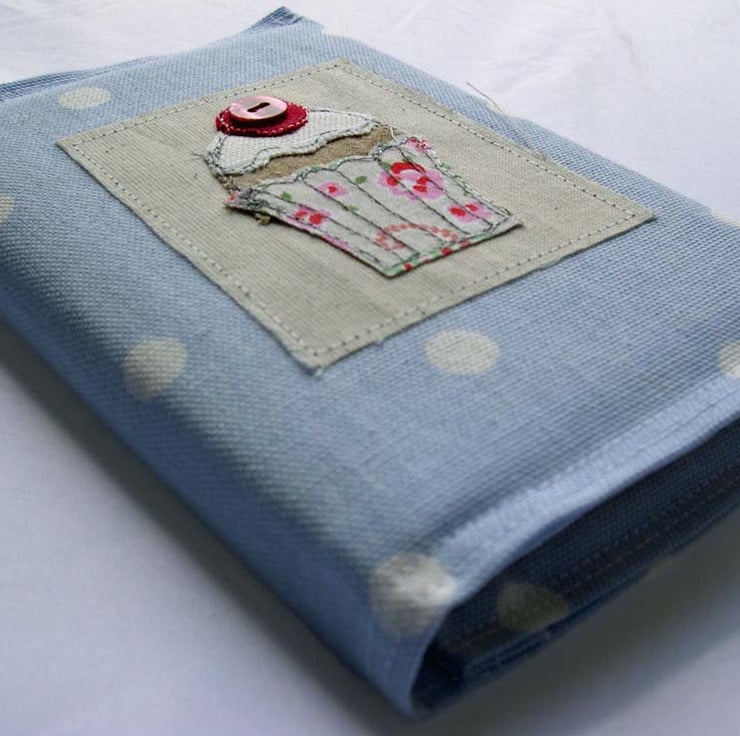 Textile Cupcake Journal notebook in Pale Blue P... - Folksy