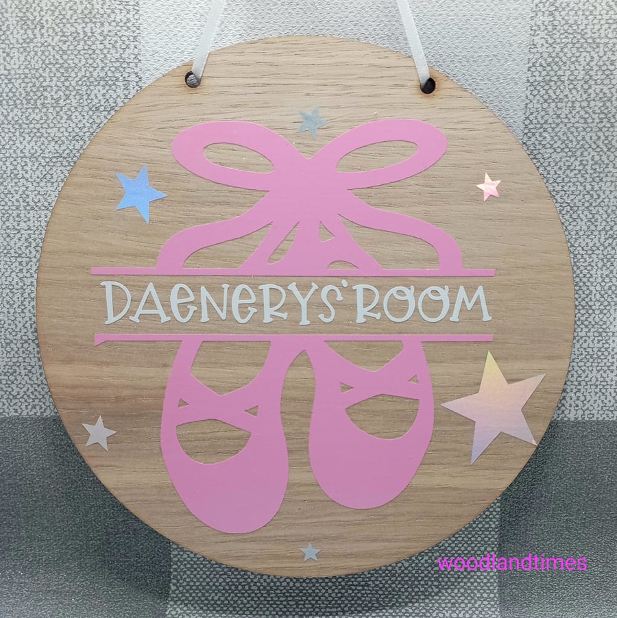 Door sign for girls personalised, ballet shoes ... - Folksy