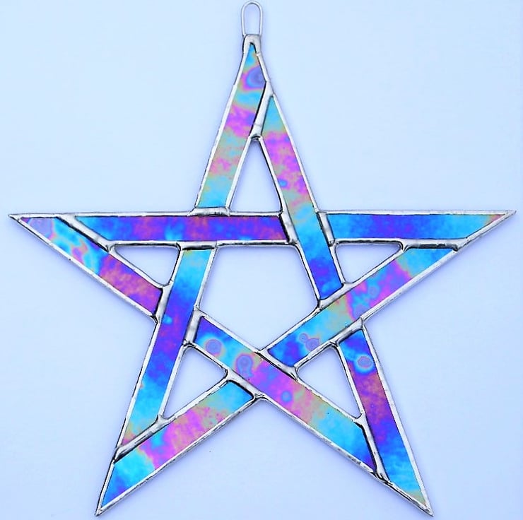 Stained Glass suncatcher Pentagram 5 pointed st... - Folksy