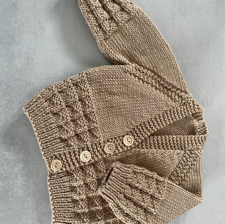 Hand knitted Gender Neutral Beige Baby Cardiga... - Folksy