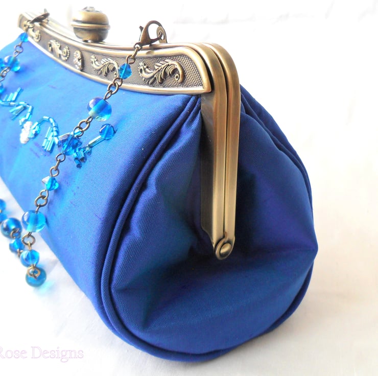 Blue silk evening bag. Clutch bag. Wedding or P... - Folksy