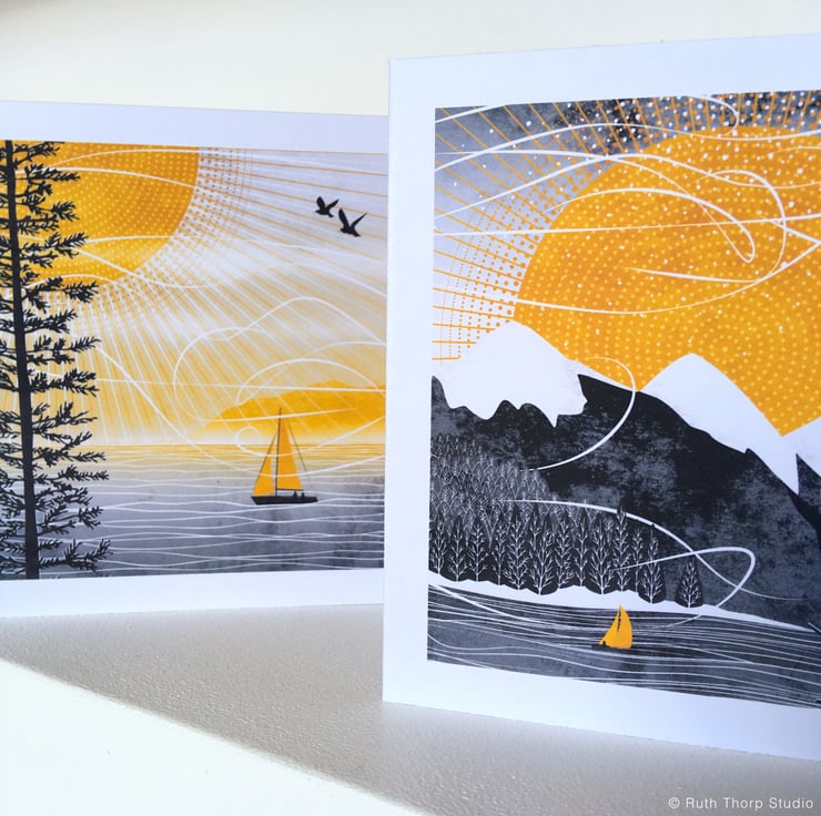 Journey Pack of 4 Greeting Cards - Folksy