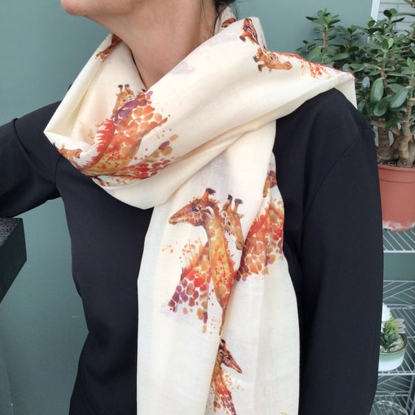 Giraffe Scarf - Ladies Fashion Scarf - Jungle A... - Folksy