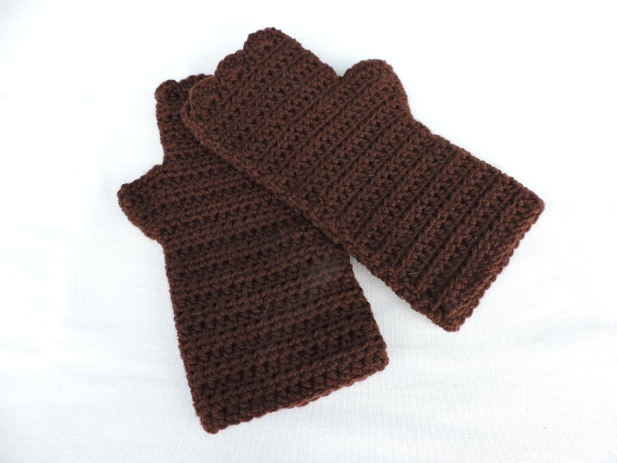 Sale Fingerless Mittens Adults Chocolate Brown - Folksy