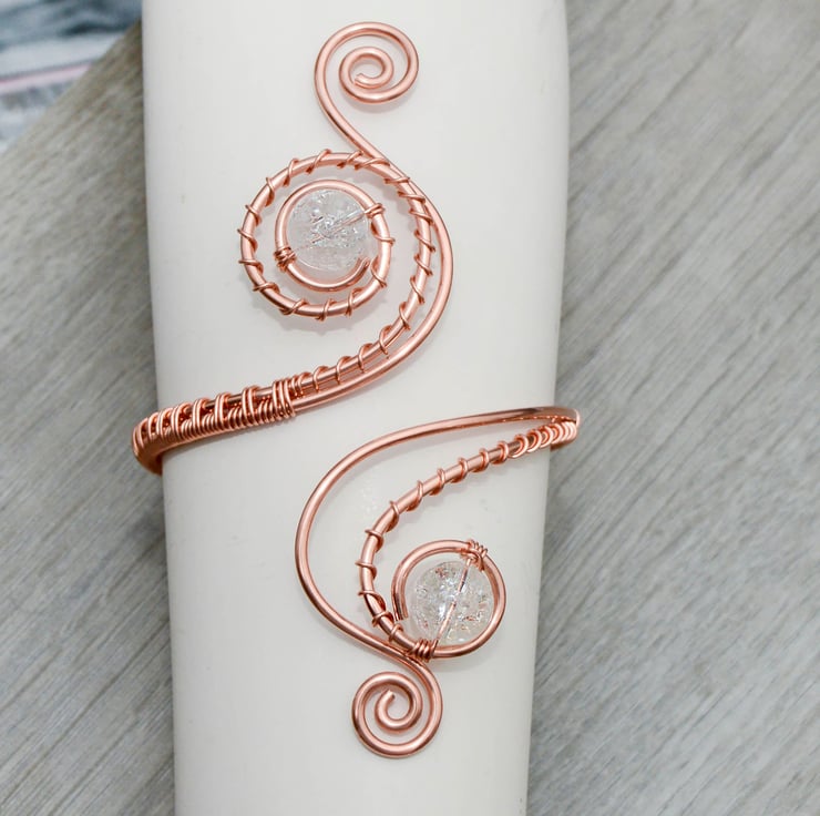 Crackled quartz Upper arm cuff- bracelet-coppe... - Folksy