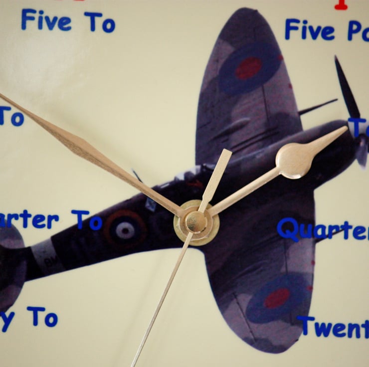 Wall Clock - Spitfire with Numbers and Words to... - Folksy