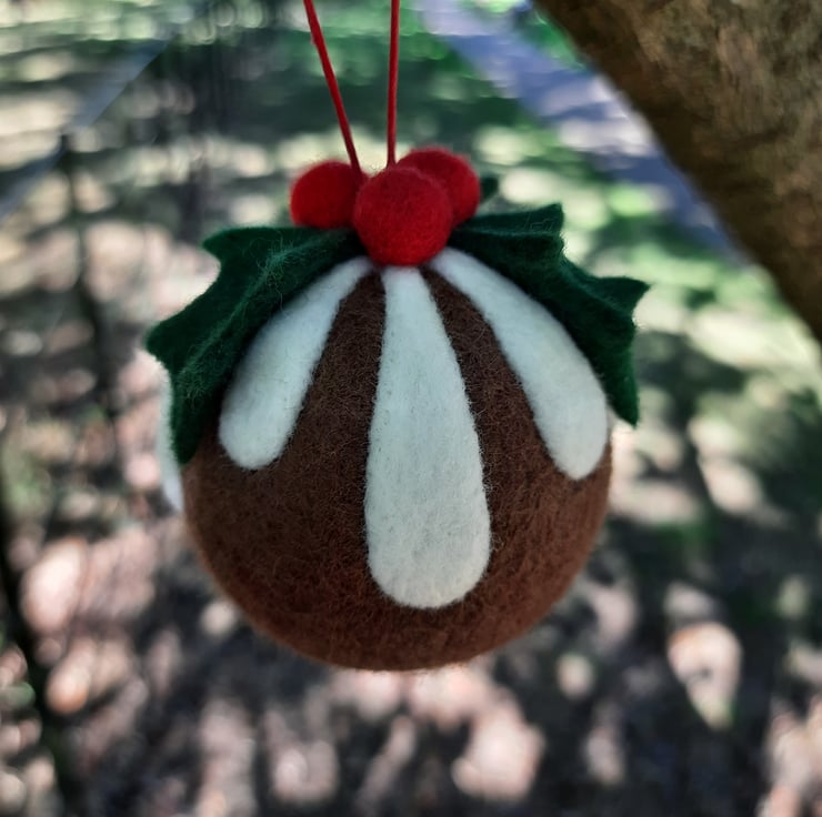 Needle Felted Christmas Pudding Decoration - Folksy