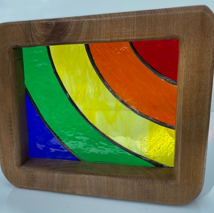 ‘Rays’ rainbow stained glass suncatcher , solid... - Folksy