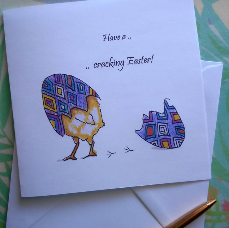 Funny Easter Chick Handdrawn Pun Card - Folksy