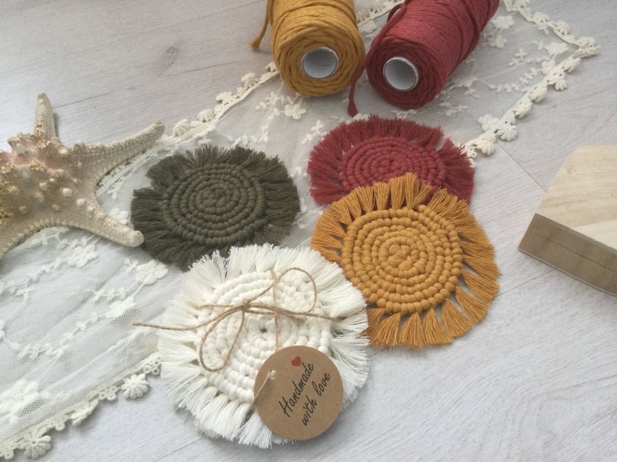 Stylish Handmade Macrame Coasters , boho decor,... - Folksy