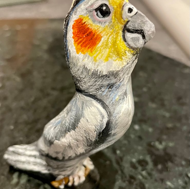 Cockatiel parrot hand painted pebble bird wildl... - Folksy