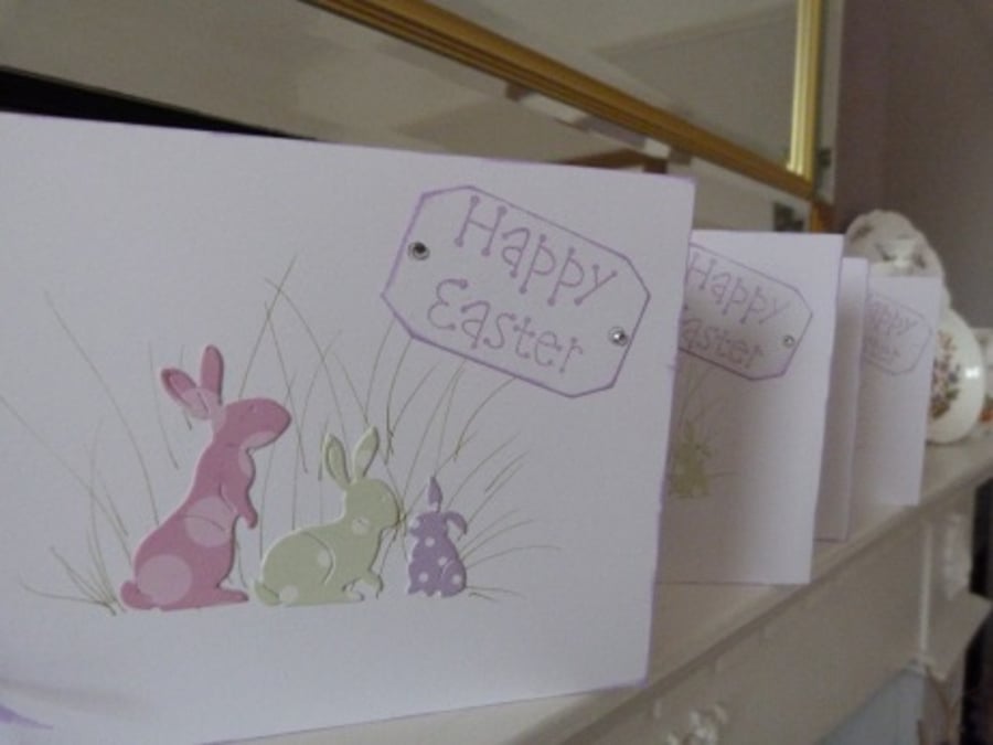 Pack of 4 Rabbit White Easter Cards - Folksy