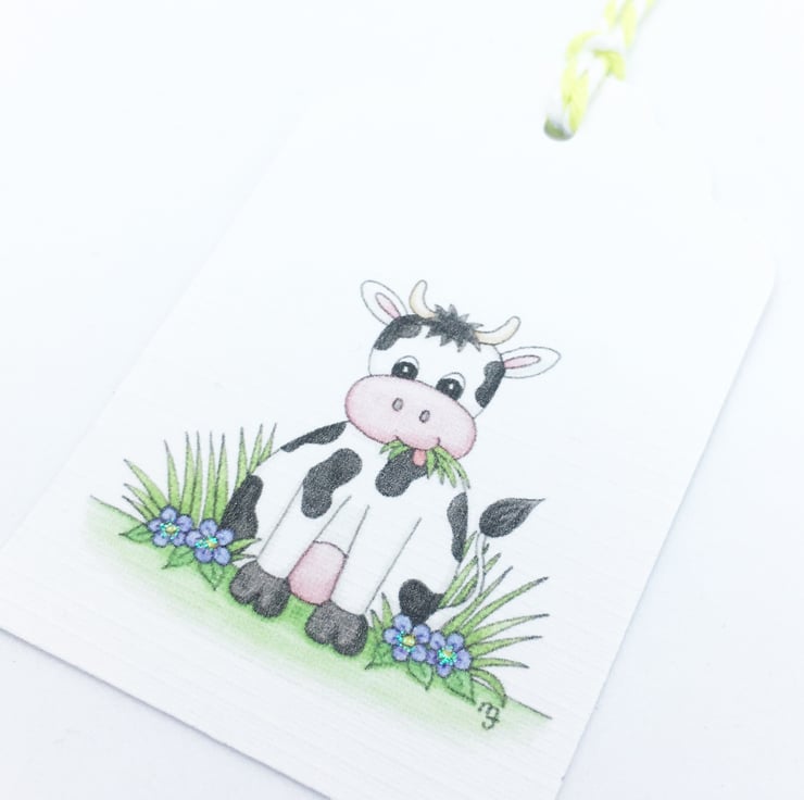 Moo Cow Gift Tags - set of 4 tags - Folksy