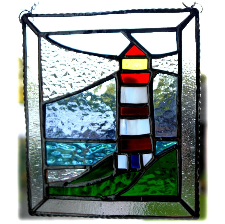Lighthouse Picture Suncatcher Stained Glass Han... - Folksy