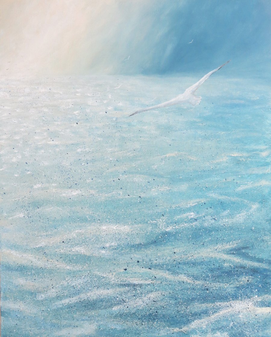 Original coastal painting choppy seas, gliding ... - Folksy