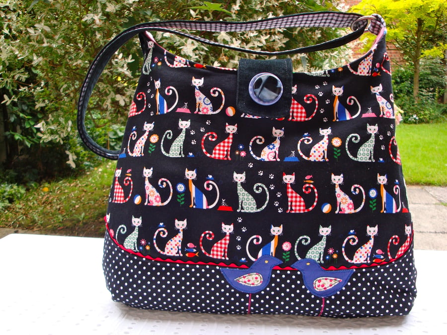 Cotton Shoulder bag -Cross body bag - cats - ap... - Folksy