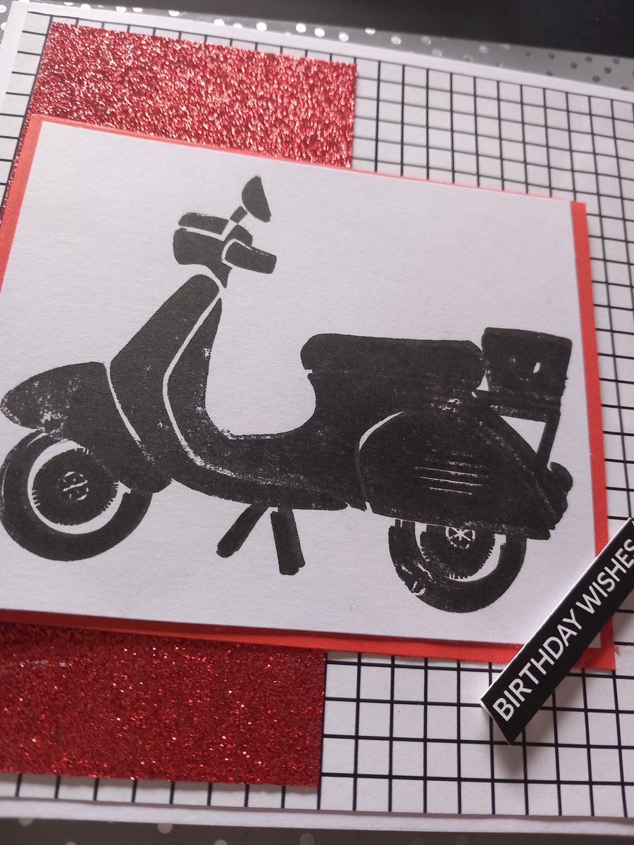 Scooter birthday card, mans card, - Folksy