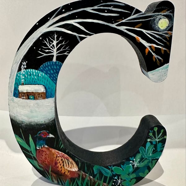 Hand painted letter C - Folksy
