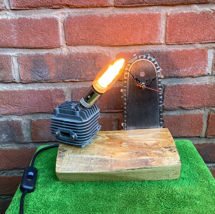 Chainsaw Themed Table Lamp and Clock Combo, Mou... - Folksy