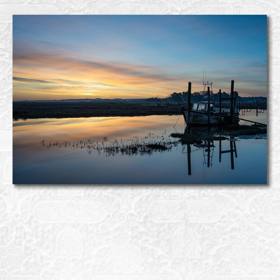 Pastel golden sky reflected in the creek at Tho... - Folksy