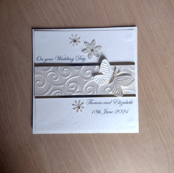 Sparkly Butterfly Wedding Card - Personalised -... - Folksy