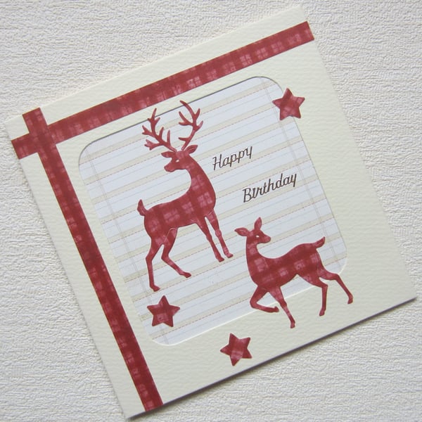 Stag and Deer Birthday Card - Folksy