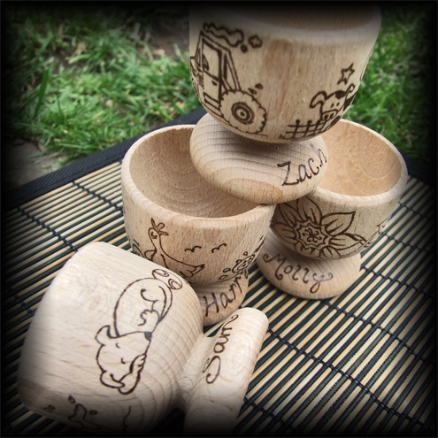 Personalised Wooden Pyrography Egg Cup Single - Folksy