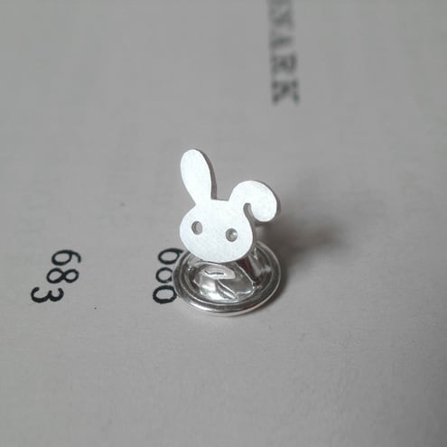 bunny rabbit lapel pin in sterling silver - Folksy