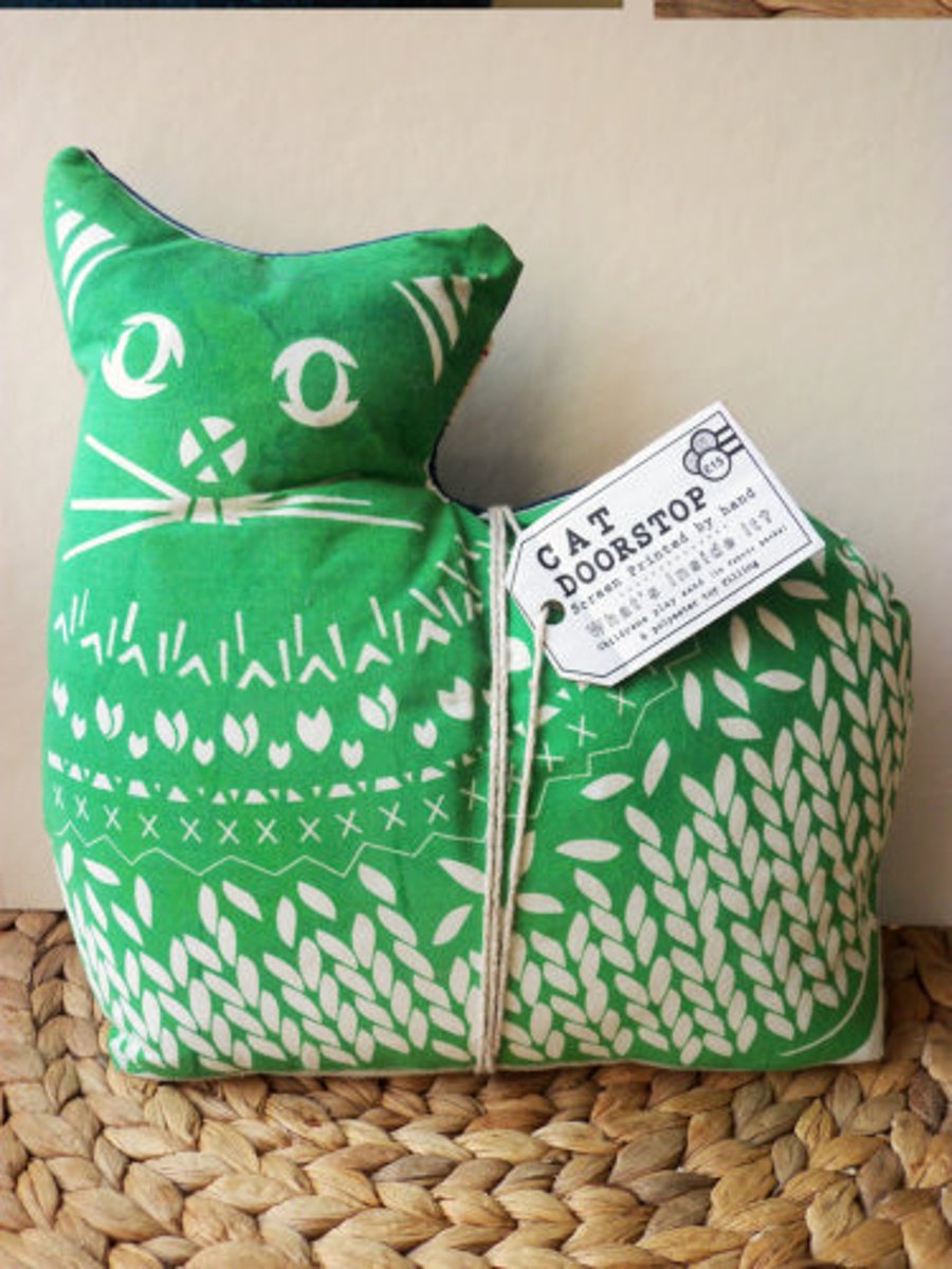 Screen Printed CAT DOORSTOP - Folksy